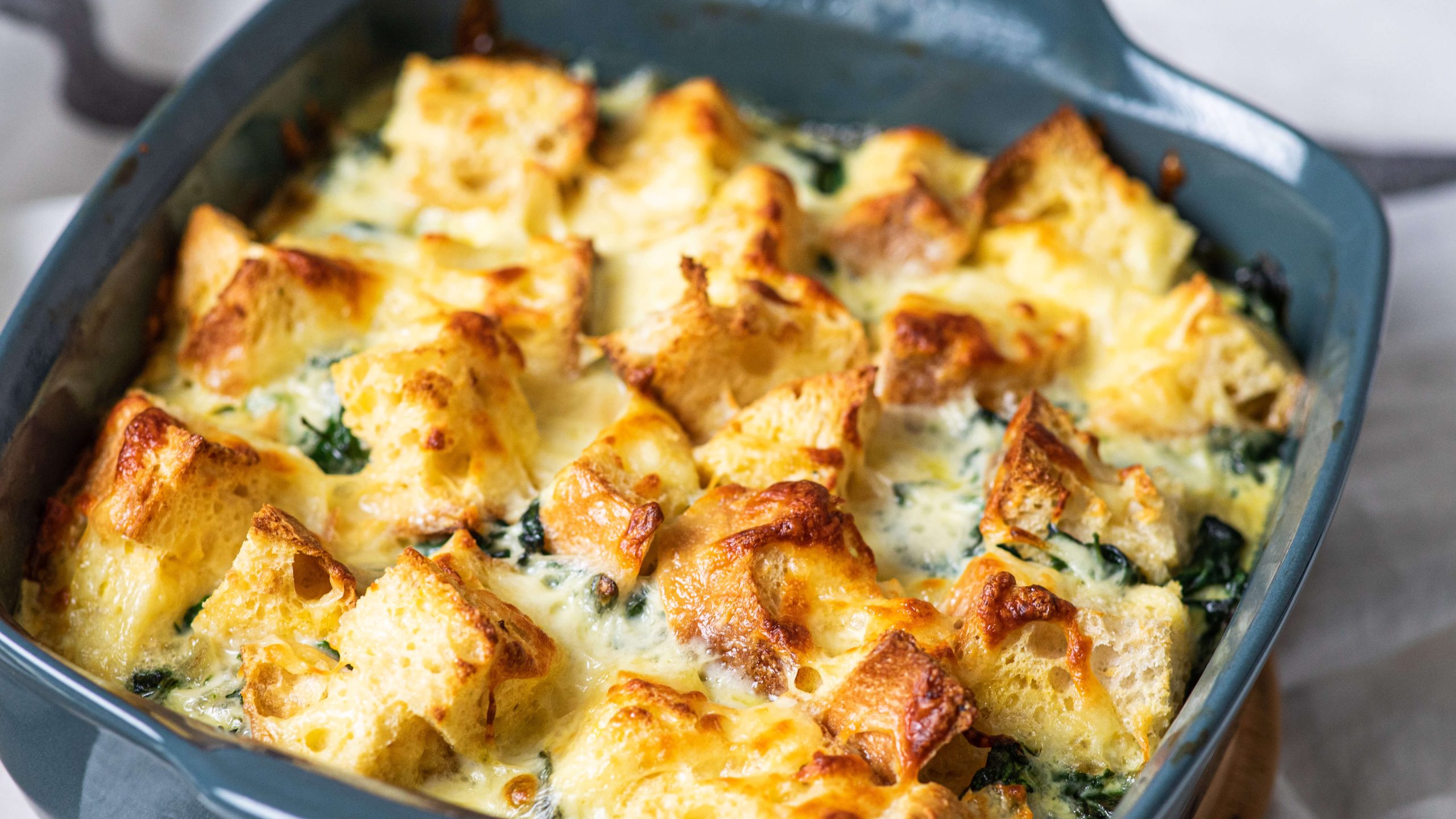 Spinach and Mozzarella Strata - Floridia Cheese Co
